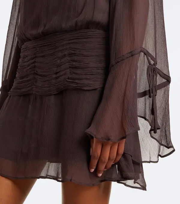 Staud Beatrix Ruched Chiffon Minidress