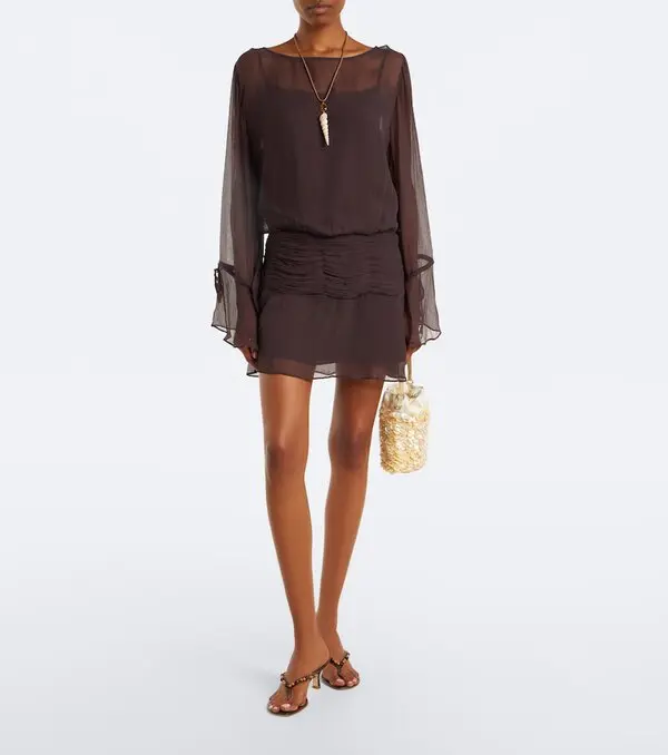 Staud Beatrix Ruched Chiffon Minidress