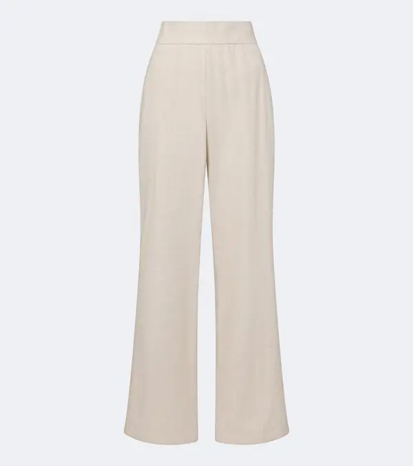 Eleventy Wool And Cashmere Wide-leg Pants - Beige