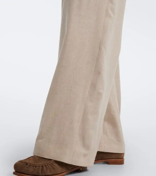 Eleventy Wool And Cashmere Wide-leg Pants - Beige