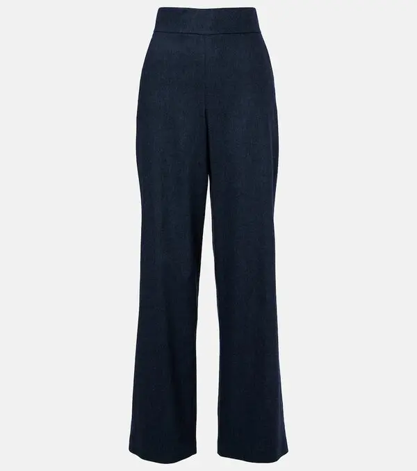 Eleventy Wool And Cashmere Wide-leg Pants - Blue