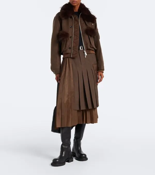 Sacai Layered Pleated Midi Skirt