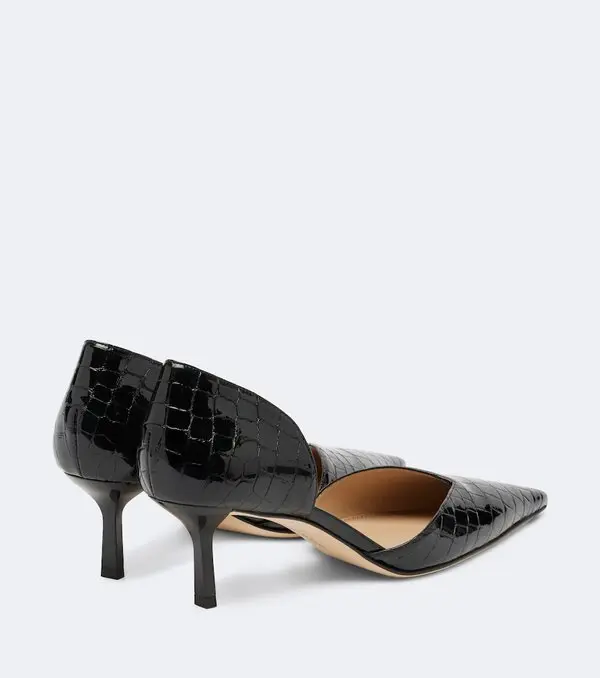 Victoria Beckham Angle D'orsay Croc-effect Leather Pumps