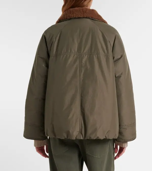 Brunello Cucinelli Shearling-trimmed Cotton-blend Jacket - Green