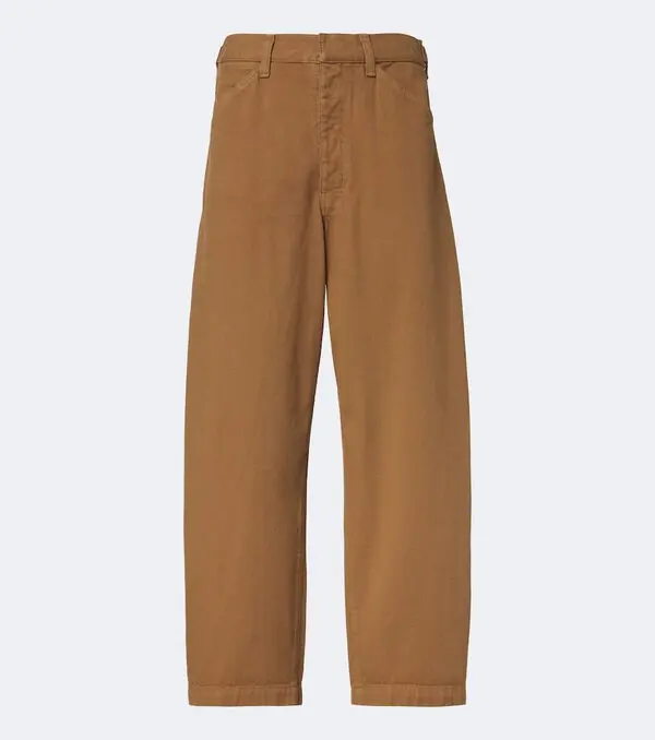 LEMAIRE Cotton Twill Barrel-leg Pants In Tobacco - Brown