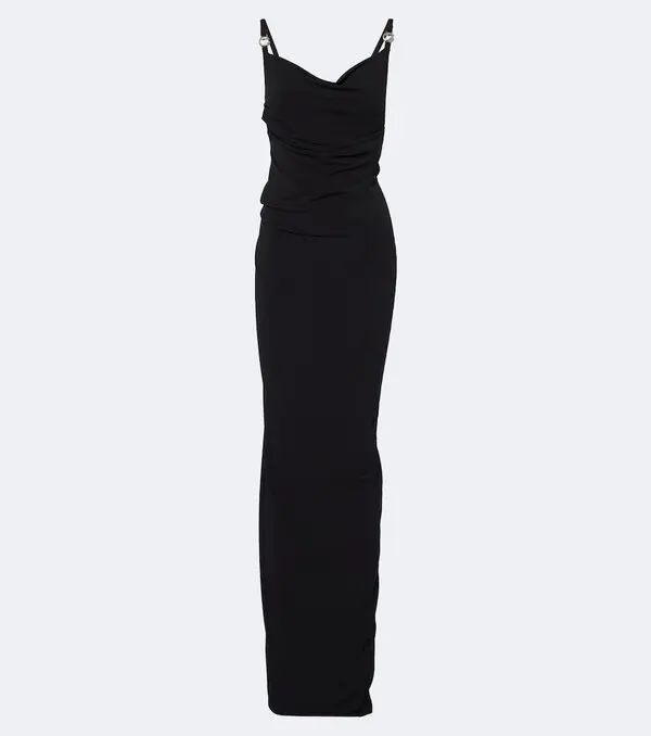 Coperni Draped Open-back Jersey Maxi Dress - Black