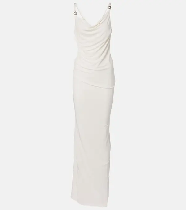Coperni Draped Open-back Jersey Maxi Dress - White