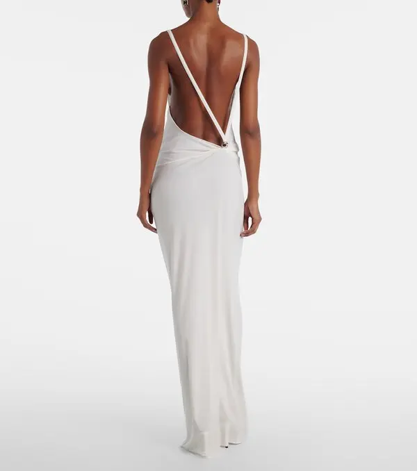 Coperni Draped Open-back Jersey Maxi Dress - White