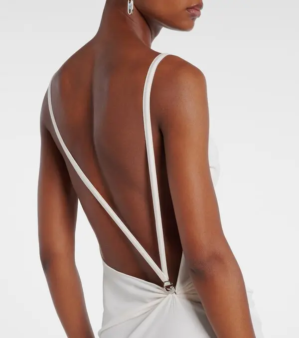 Coperni Draped Open-back Jersey Maxi Dress - White