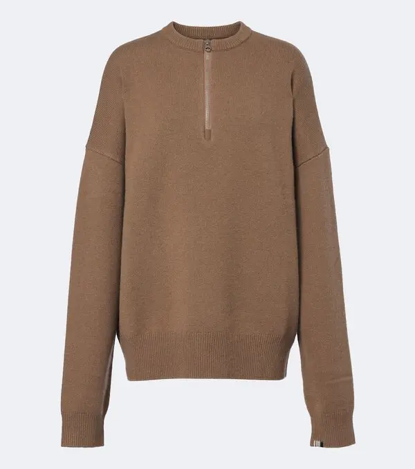 Extreme Cashmere N°496 Half-zip Sweater In Chai - Brown