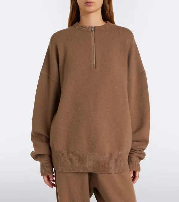 Extreme Cashmere N°496 Half-zip Sweater In Chai - Brown