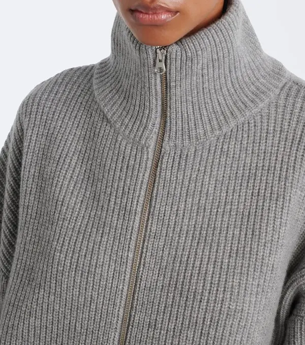 Extreme Cashmere N°495 Xtra Yours Ribbed Cashmere Zip-up Jacket - Grey
