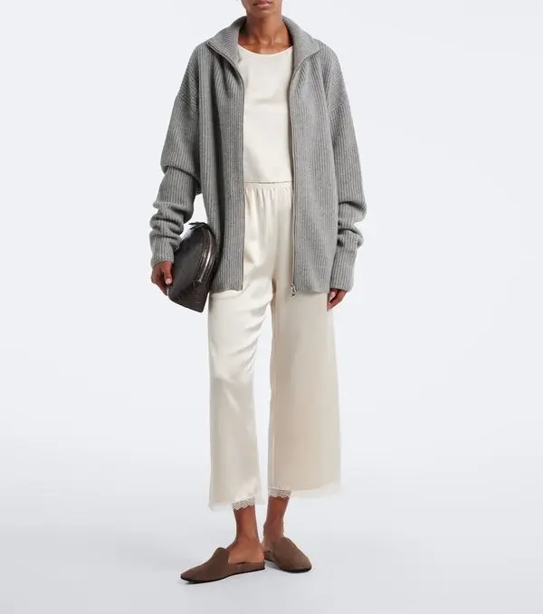 Extreme Cashmere N°495 Xtra Yours Ribbed Cashmere Zip-up Jacket - Grey