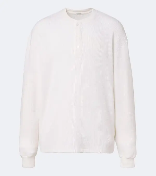 A.PRESSE Waffle-knit Cotton-blend Henley Shirt