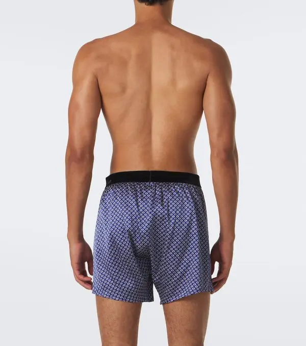 TOM FORD Printed Silk-blend Boxers - Blue