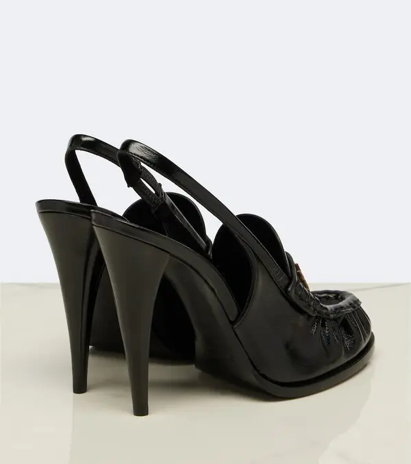 Saint Laurent Le Loafer Leather Slingback Pumps