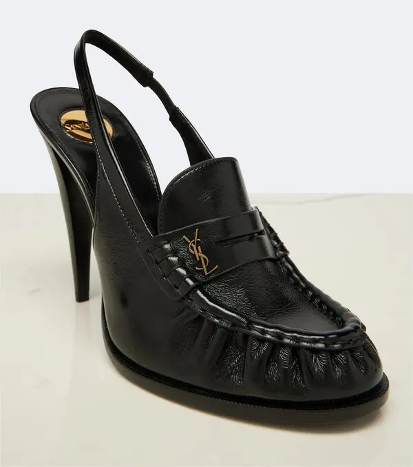 Saint Laurent Le Loafer Leather Slingback Pumps
