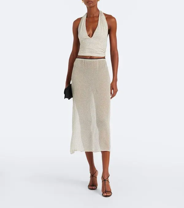 Hunza G Polka-dot Sheer Midi Skirt