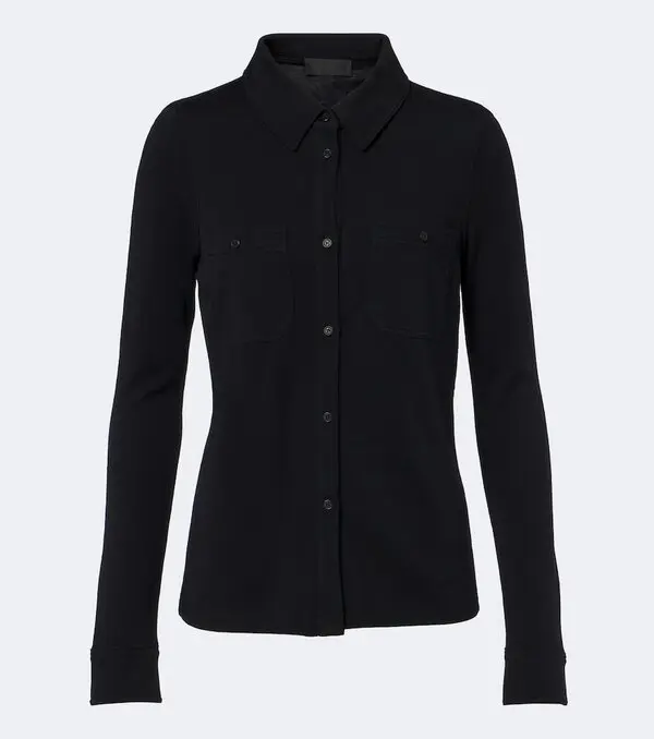 NILI LOTAN Ibra Merino Wool Shirt - Black