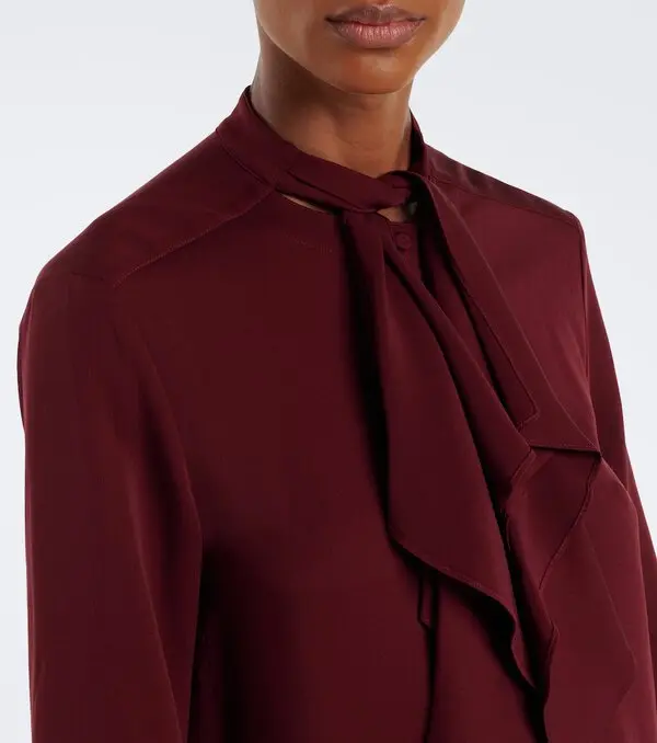 Max Mara Tie-neck Silk Blouse - Burgundy