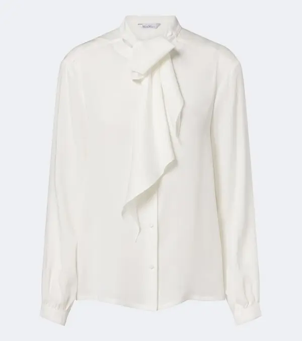 Max Mara Tie-neck Silk Blouse - White
