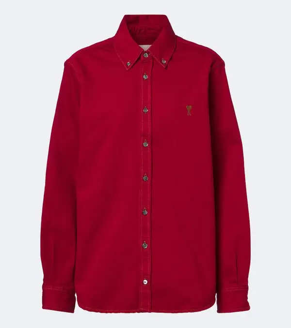 AMI Paris Cotton Twill Shirt - Red