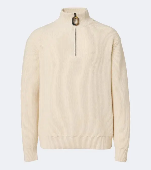 JW Anderson Ribbed-knit Wool And Cotton Sweater - Beige