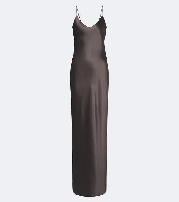 NILI LOTAN Cami Silk Satin Slip Dress - Grey