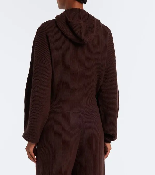 Sportmax Ribbed Knit Wool And Cashmere Zip-up Cardigan - Brown