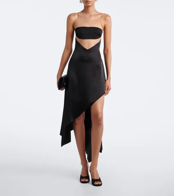 David Koma Asymmetric Mesh-paneled Midi Dress