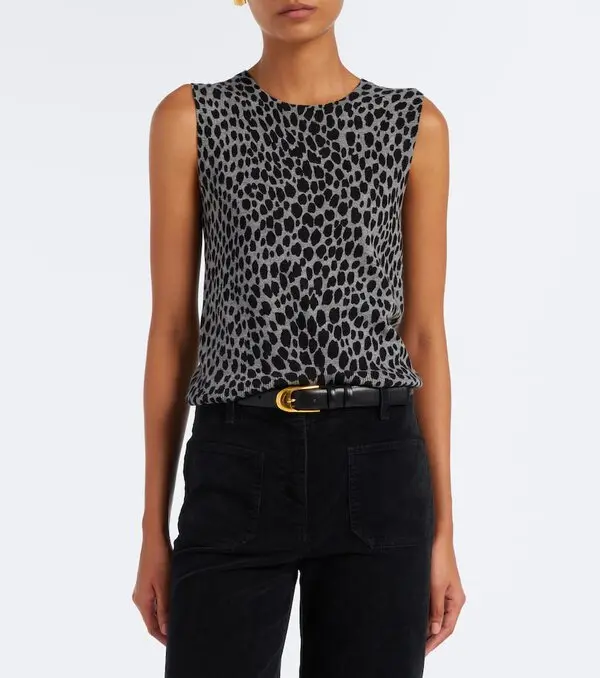 NILI LOTAN Nessa Leopard-print Cashmere Top