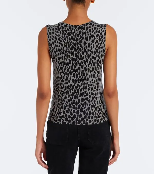 NILI LOTAN Nessa Leopard-print Cashmere Top