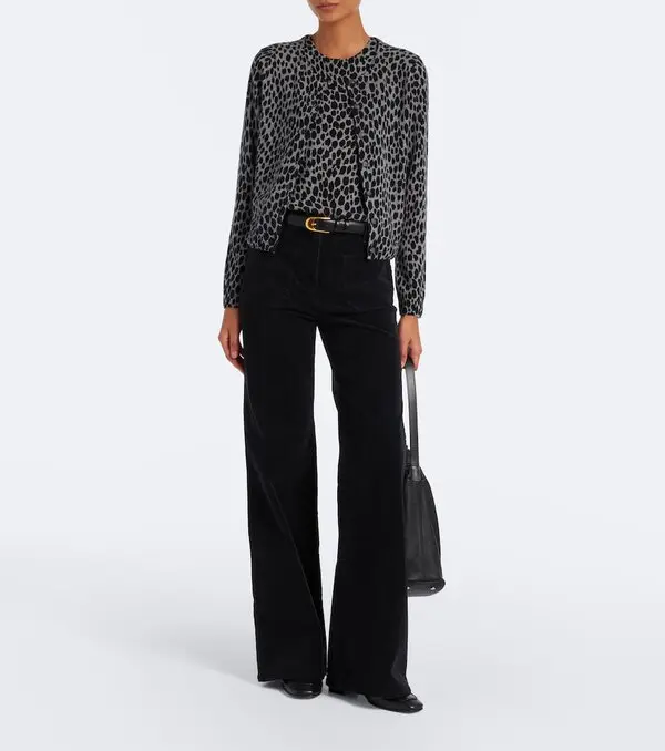 NILI LOTAN Nessa Leopard-print Cashmere Top