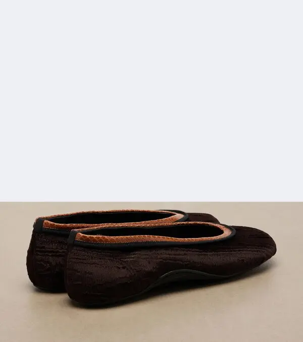 Dries Van Noten Velvet Ballet Flats With Leather Trim