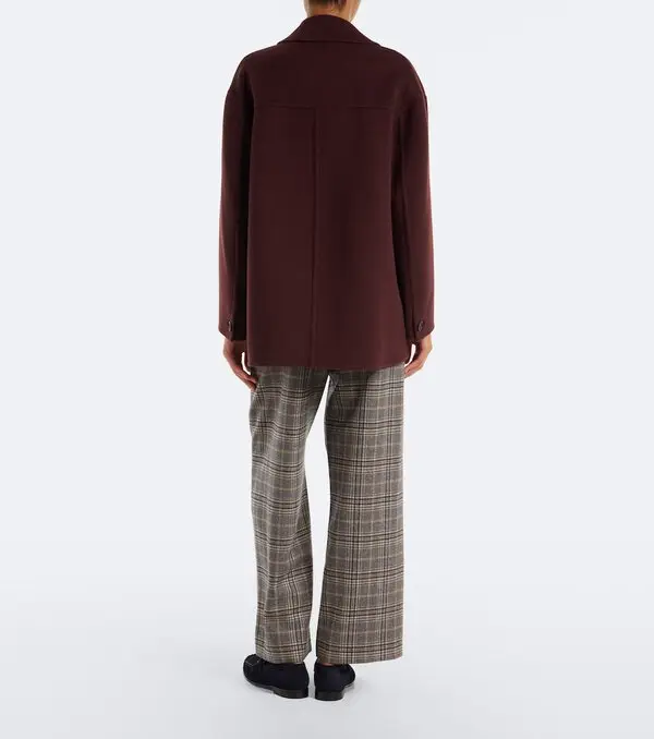Max Mara Checked Virgin Wool Wide-leg Pants