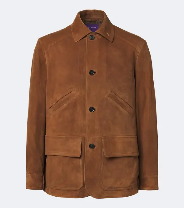 Ralph Lauren Purple Label Suede Leather Jacket - Brown