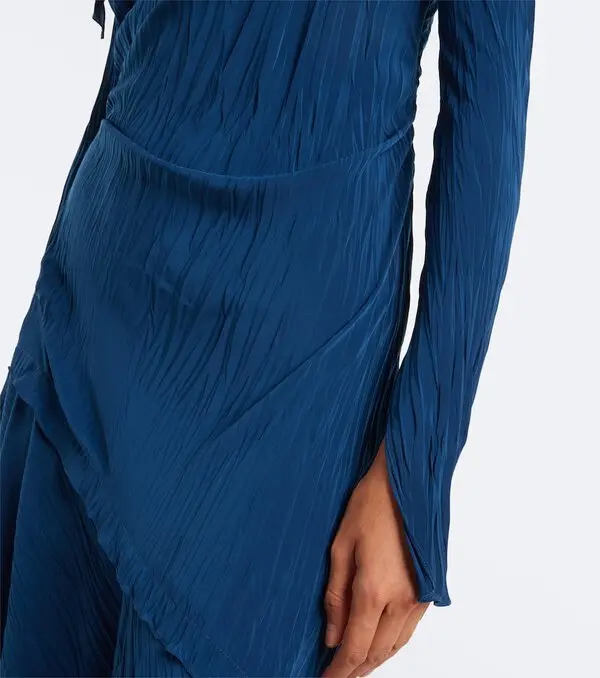 Victoria Beckham Asymmetrical Plissé Midi Dress