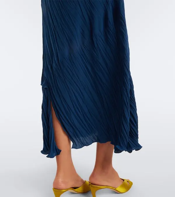 Victoria Beckham Asymmetrical Plissé Midi Dress