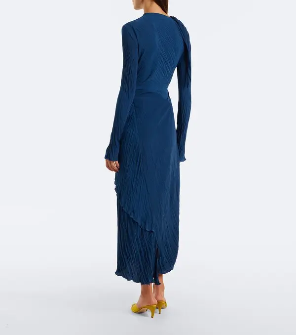 Victoria Beckham Asymmetrical Plissé Midi Dress
