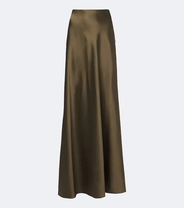 Ralph Lauren Masina Satin Maxi Skirt - Green