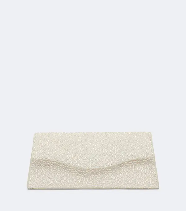 Elie Saab The Midnight Embellished Suede Clutch - White