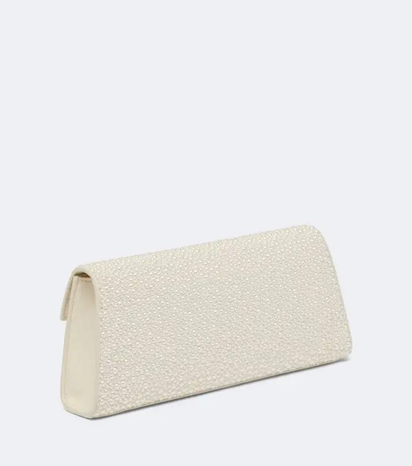 Elie Saab Embellished Suede Clutch - White