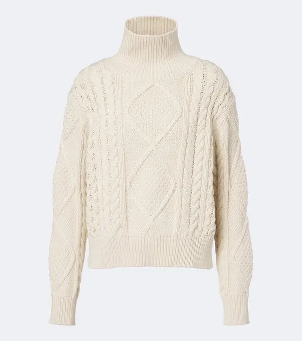 NILI LOTAN Kimmy Cable-knit Cotton And Cashmere Sweater - White