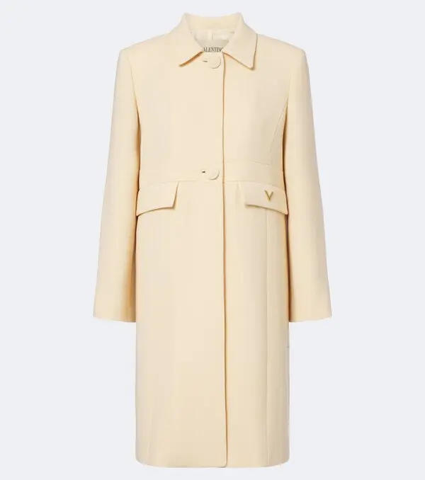Valentino Garavani Vgold Virgin Wool Crêpe Coat - Beige