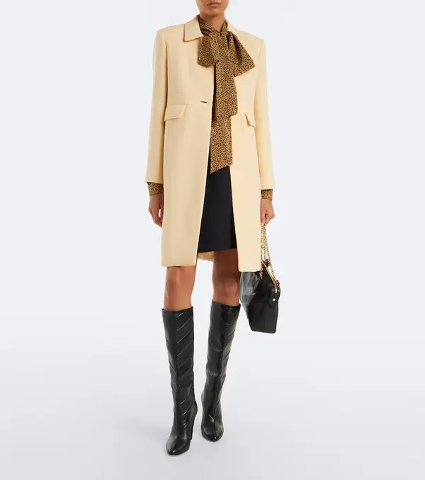 Valentino Garavani Vgold Virgin Wool Crêpe Coat - Beige