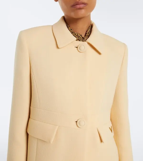 Valentino Garavani Vgold Virgin Wool Crêpe Coat - Beige