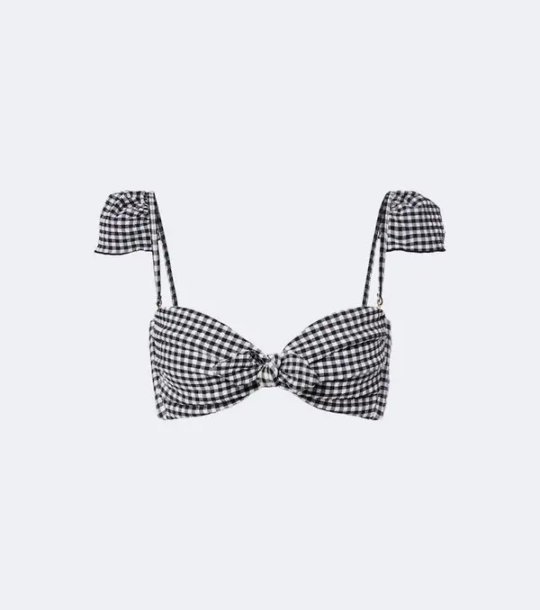 MONTCE Cabana Gingham Seersucker Bikini Top - Black