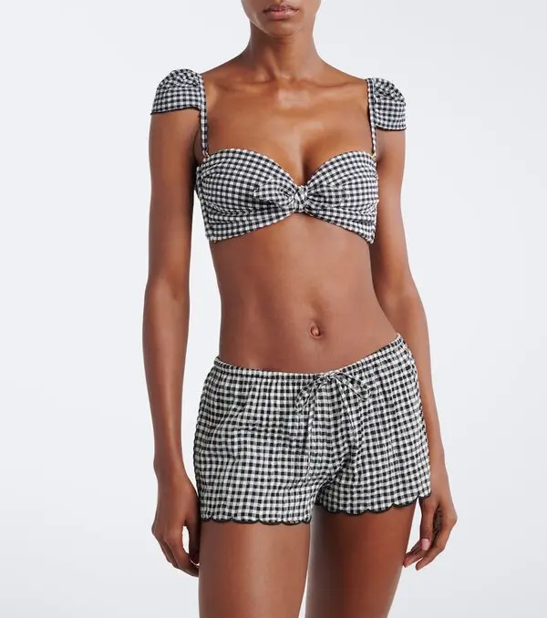 MONTCE Cabana Gingham Seersucker Bikini Top - Black