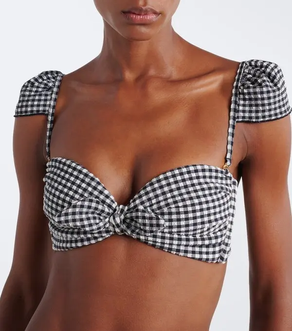 MONTCE Cabana Gingham Seersucker Bikini Top - Black
