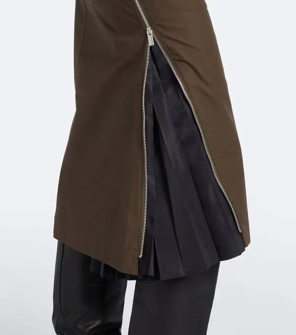 Sacai Pleated Cotton Midi Skirt